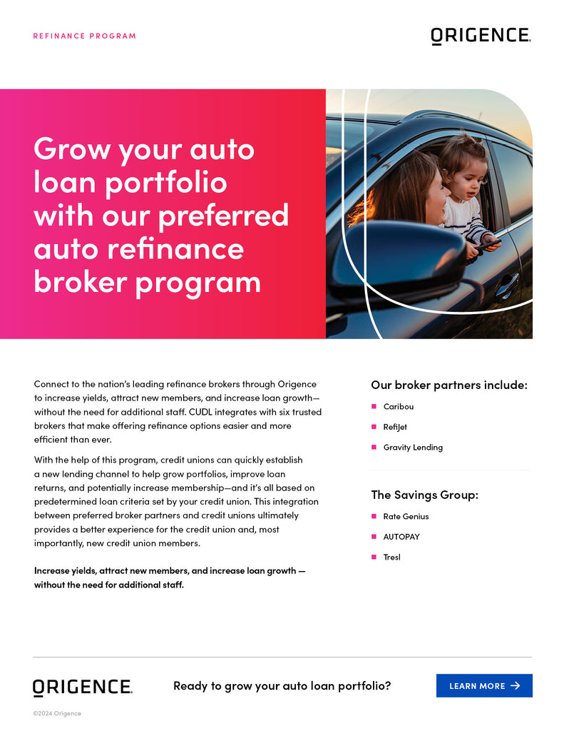 Origence Refinance Program Product Sheet – Shop Origence
